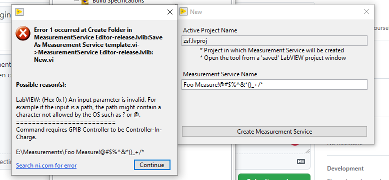 Error handling & reporting for generating measurements, G Plugin ...