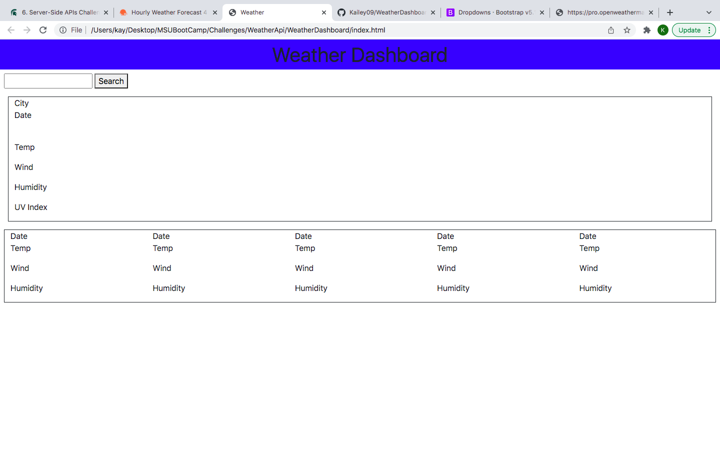 GitHub - Kailey09/WeatherDashboard