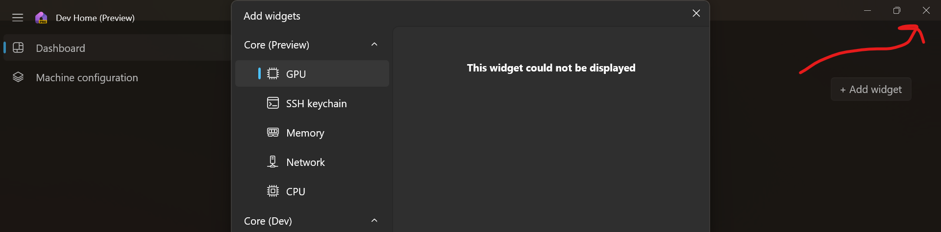 Cannot Close Add Widget Window · Issue 1358 · Microsoft Devhome · Github