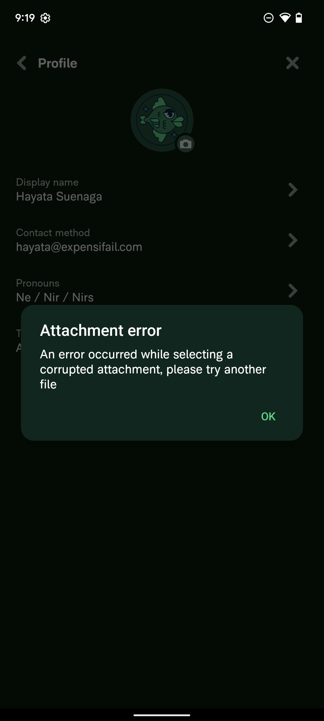 Profile - Unable to upload SVG file on avatar, corrupted file is present on Android app and no ...