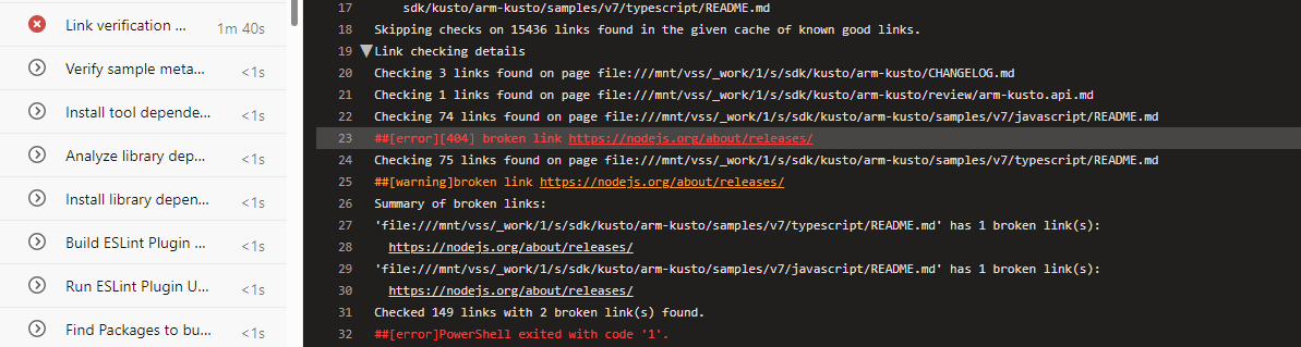 Pipeline Build Analyze Failed With 404 Broken Link Aboutreleases · Issue 