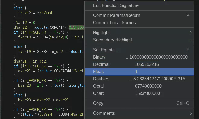 Decompiler's Convert/Equate to Float producing Decimal values instead · Issue #5586 ...