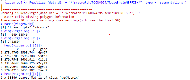 unable to load the Brain Vizgen/MERFISH Data · Issue #6854 · satijalab/seurat · GitHub