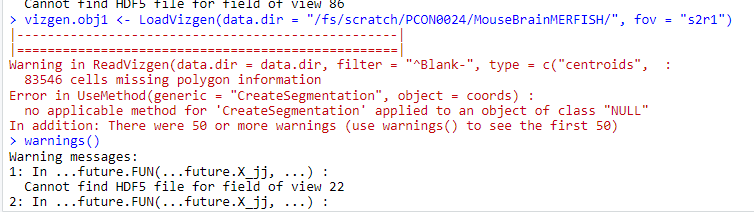 unable to load the Brain Vizgen/MERFISH Data · Issue #6854 · satijalab/seurat · GitHub