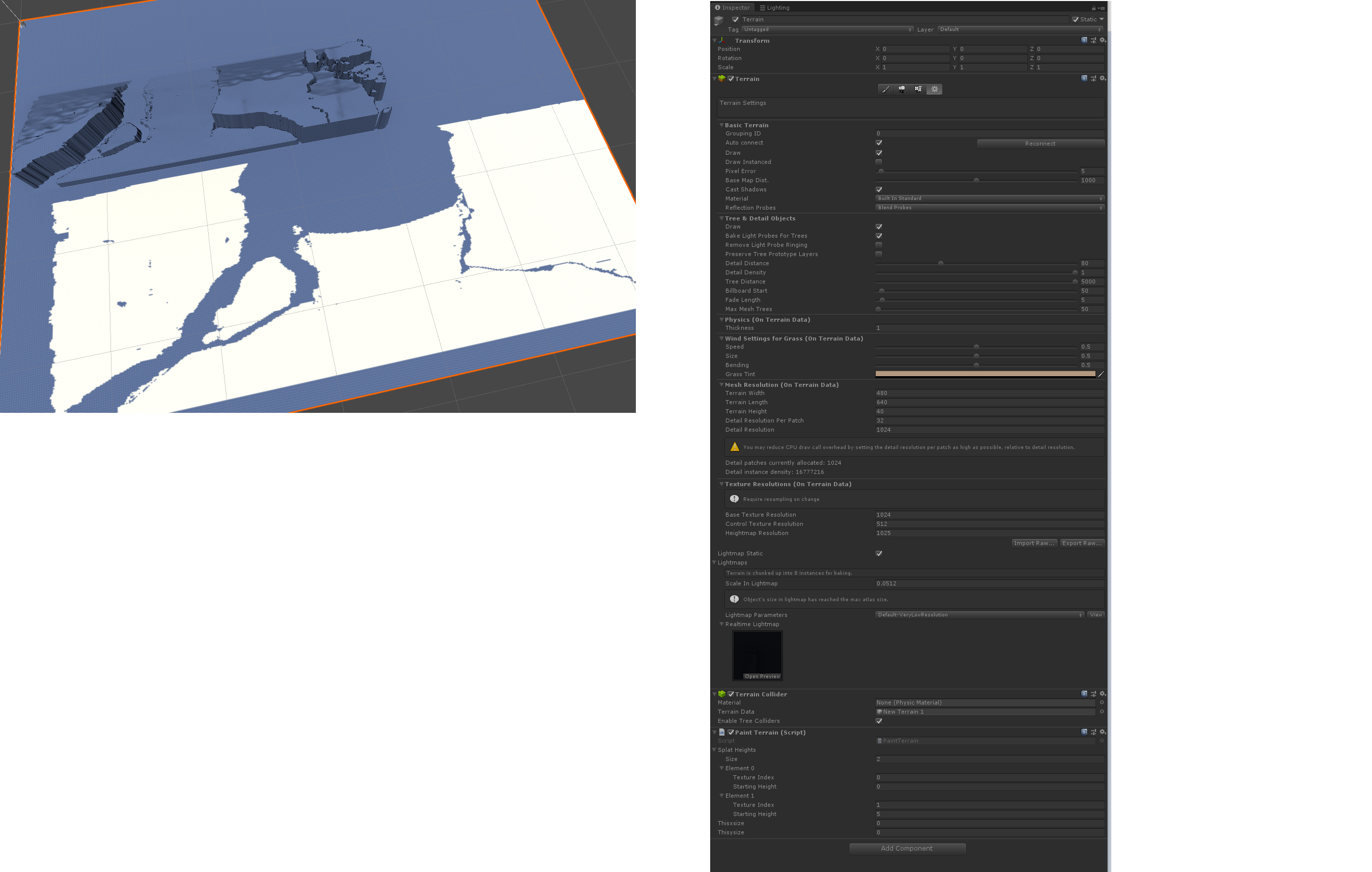 Getting Depth Data in Unity to map to heightmap of the Terrain in Unity ...
