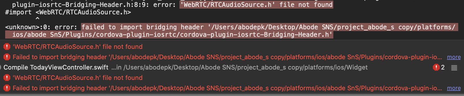 Bridging Header Is Getting Added Into The Widget Extension As Well Causing Build Process To Fail