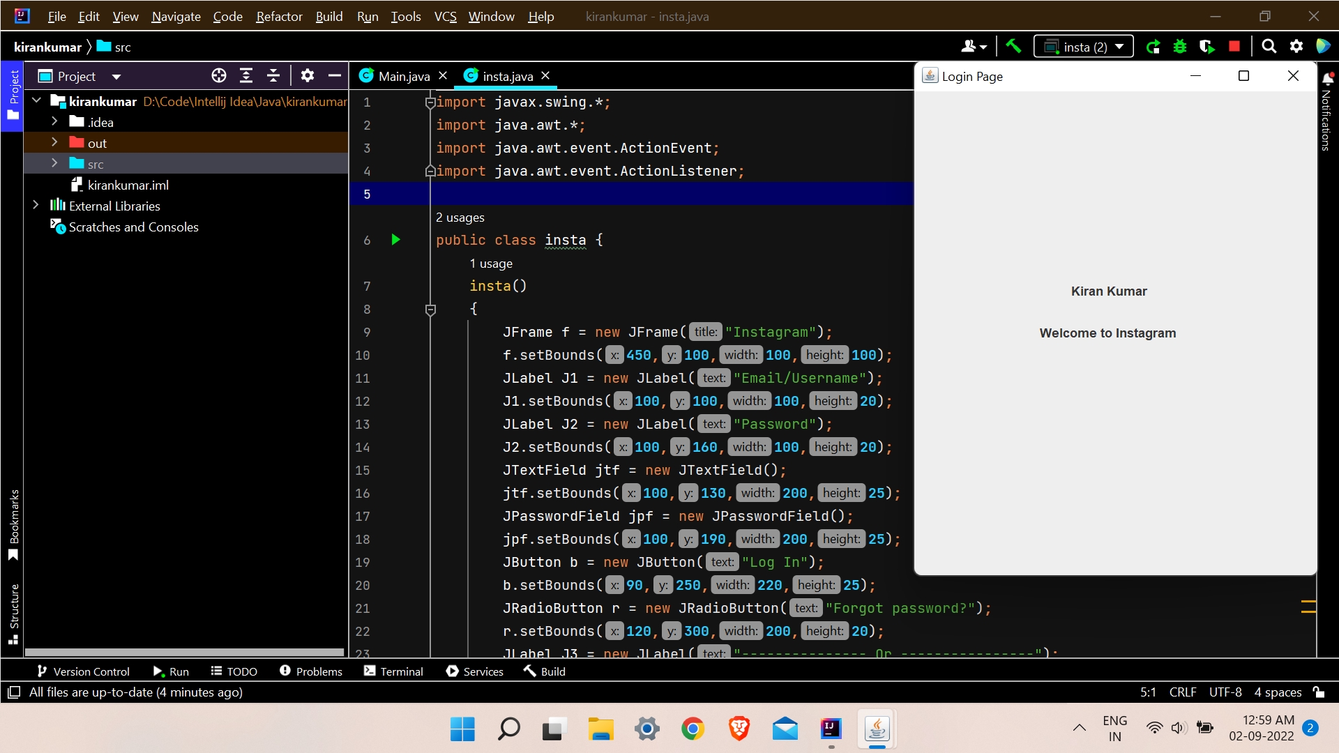 GitHub - thekirankumarv/Instagram_Login_page: Created Instagram Login page using Graphical User ...