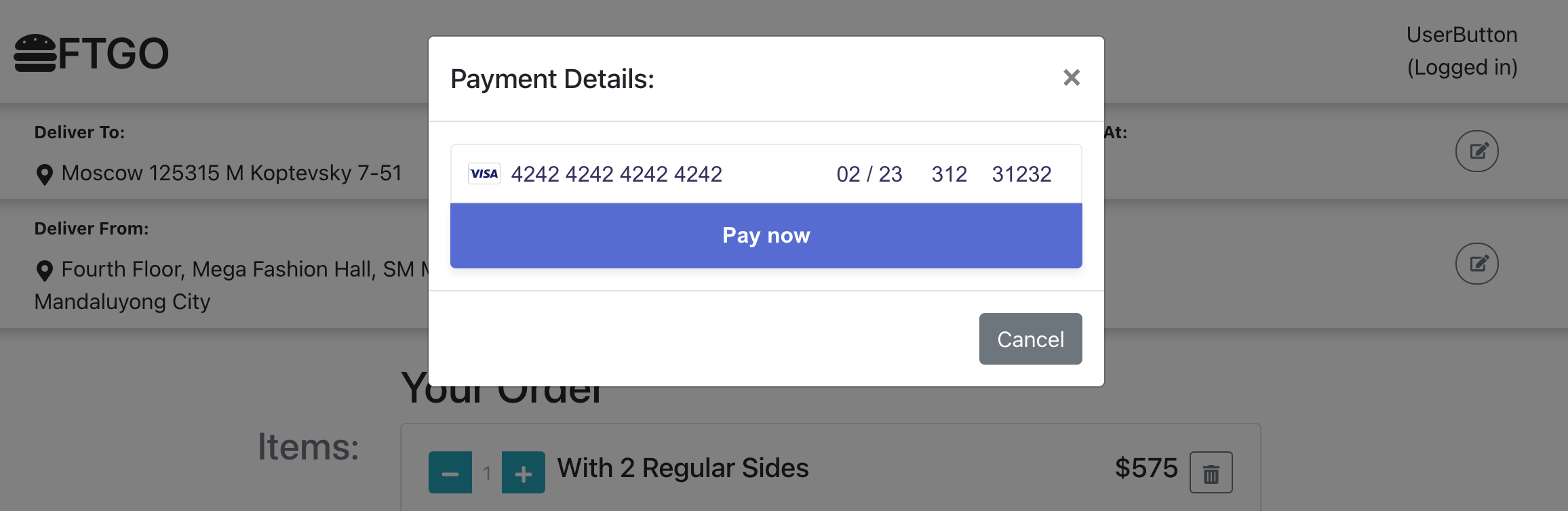 Implement a Checkout page · Issue #11 · microservices-patterns/ftgo-consumer-web-ui · GitHub
