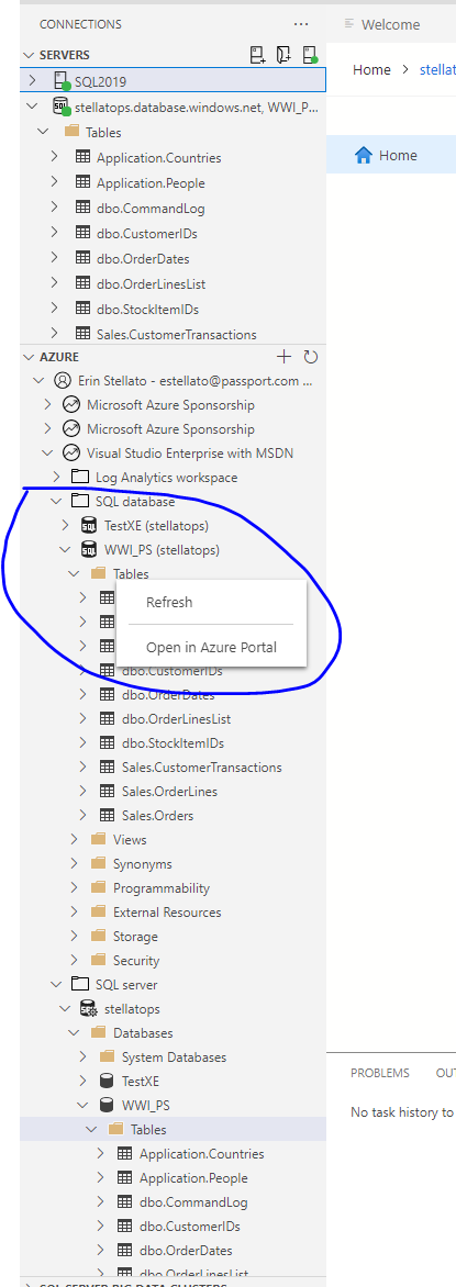 Unable to use table designer when connecting via Azure tree · Issue ...