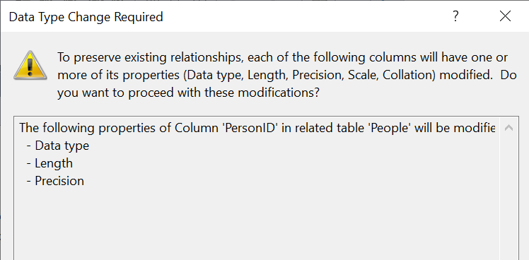 Changing column data type script fails because of mismatch on FK column ...