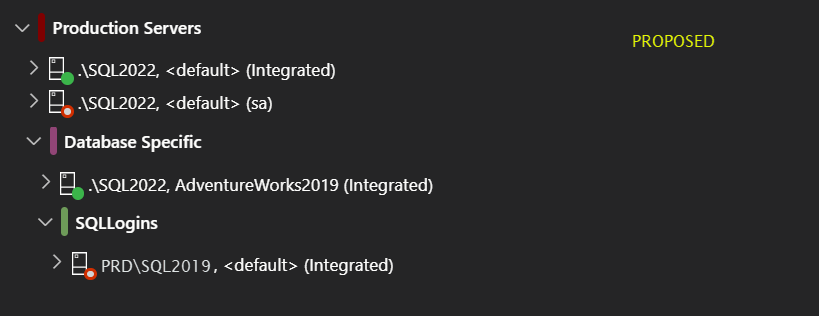 Remove color bar to the left of the server name in the Connection pane · Issue #23580 ...