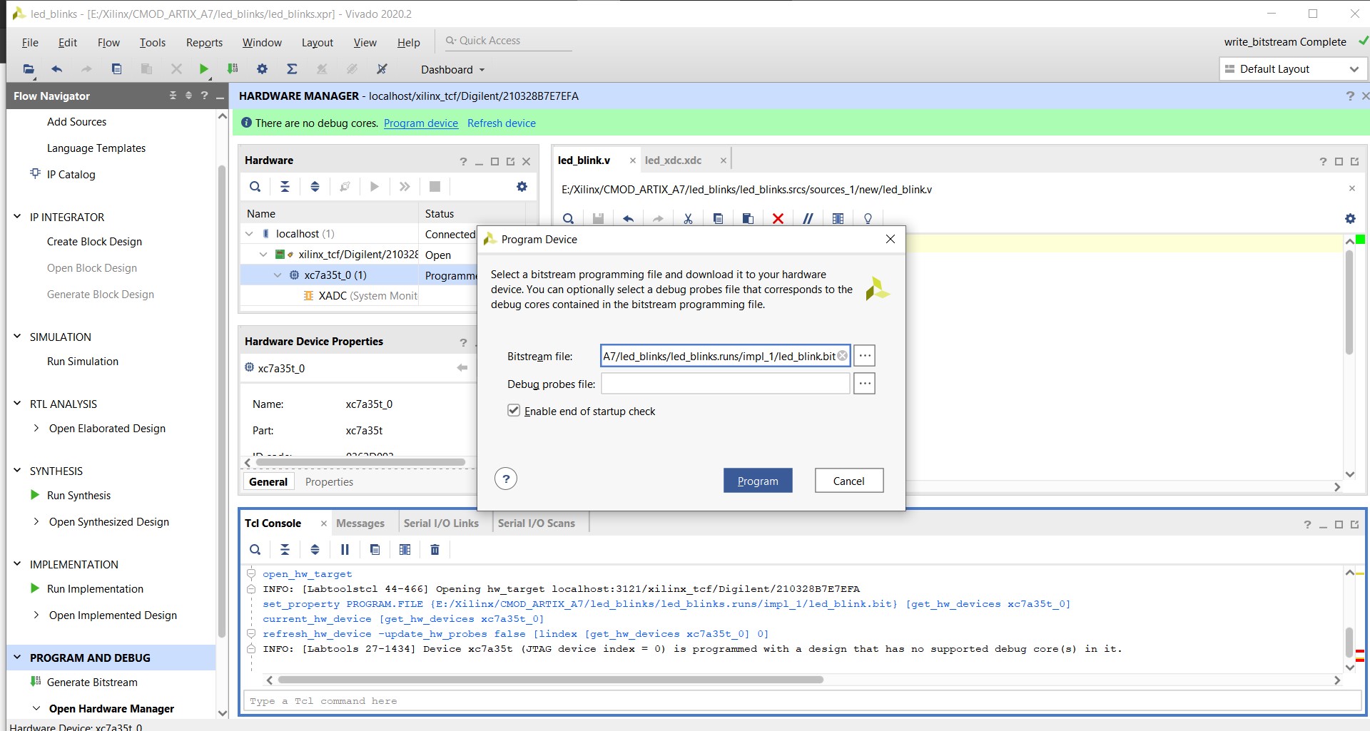 GitHub - jogeshsingh/Blinking_led_on_CMOD_A7_Artix_7-FPGA