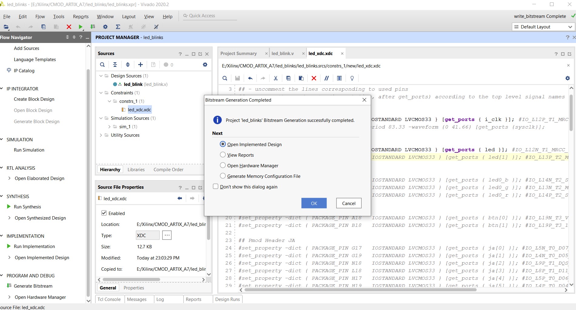 GitHub - jogeshsingh/Blinking_led_on_CMOD_A7_Artix_7-FPGA