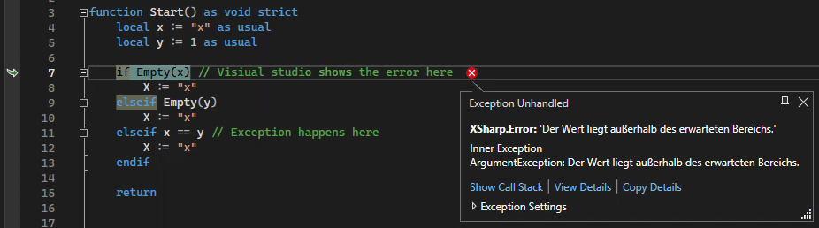 Debugger Shows Wrong Error Location For Exceptions Elseif Branch 9693