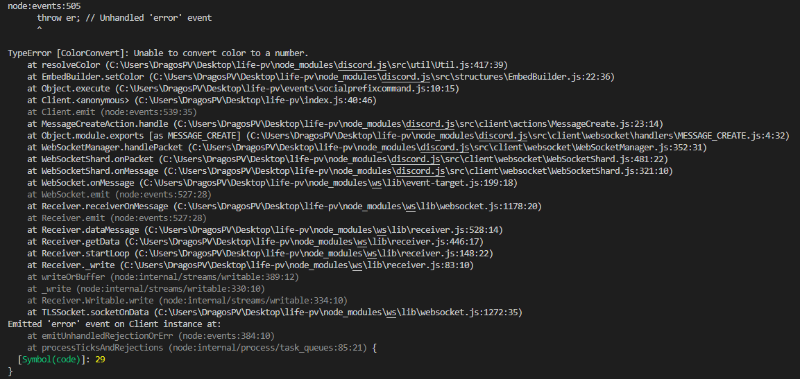 Typeerror [colorconvert] Unable To Convert Color To A Number · Issue 1213 · Discordjs Guide
