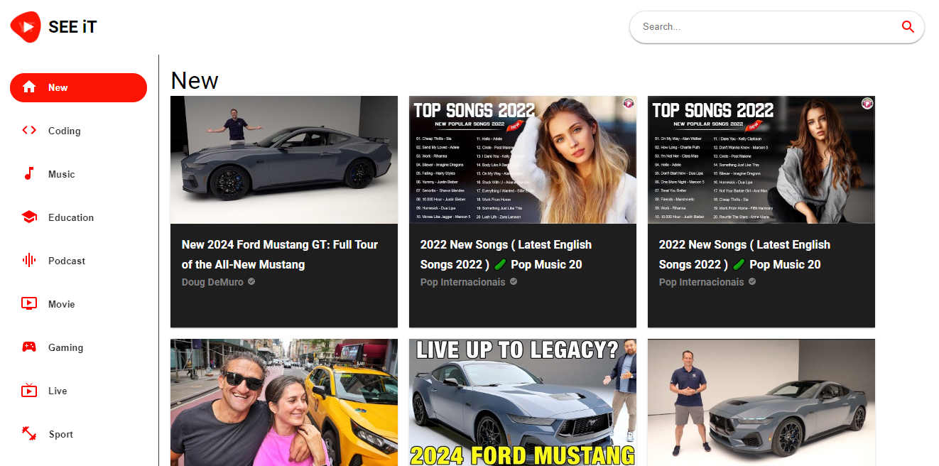 GitHub - AhmedElghoula/SEE-iT: It's a youtube clone created with ReactJS, MUI and online API.