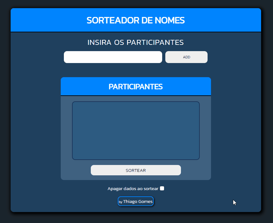 GitHub - thgomxs/sorteador-de-nomes: Uma página com o objetivo de sortear um nome dentre os ...