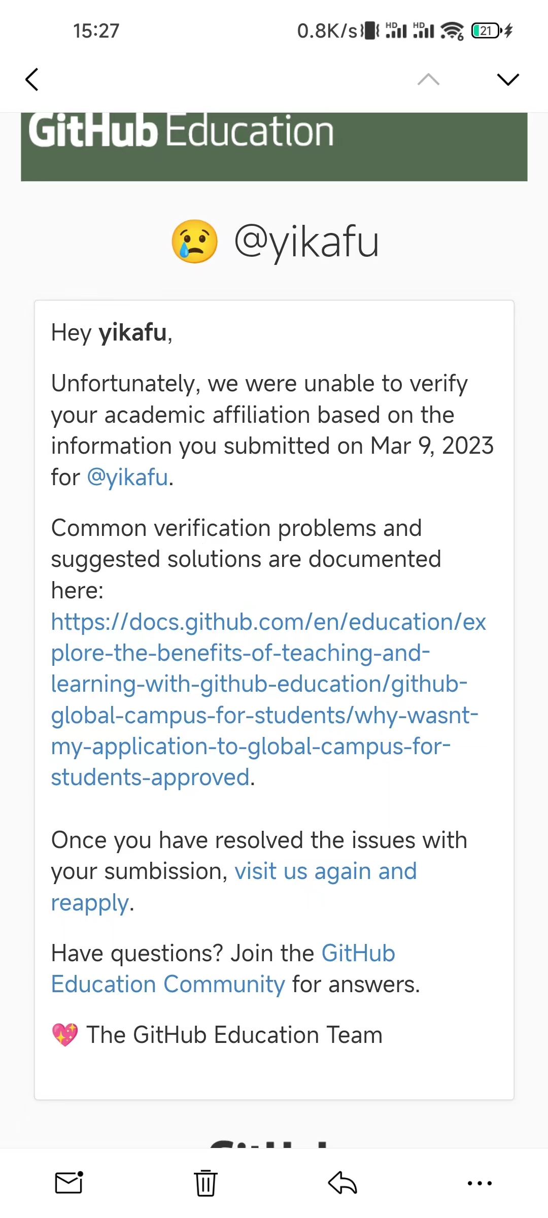 My application gets instantly rejected. · community · Discussion #49604 · GitHub