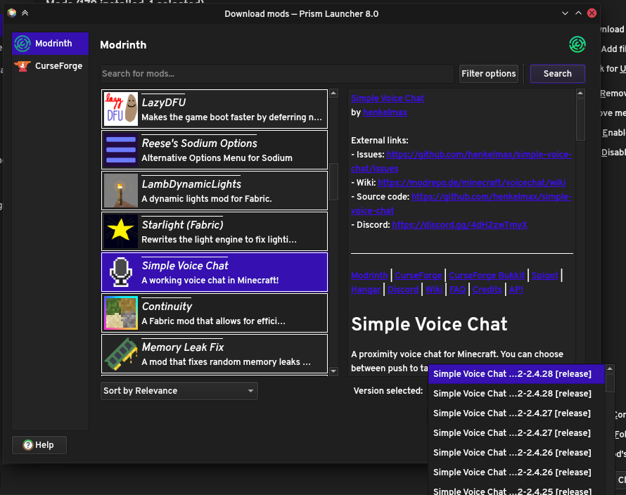 impossible to download quilt version from Prism Launcher · Issue #636 · henkelmax/simple-voice ...