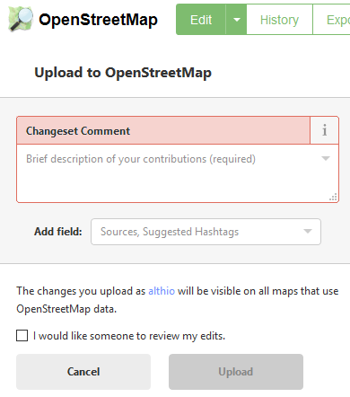 focus to changeset comment not obvious (enough) · Issue #4613 · openstreetmap/iD · GitHub