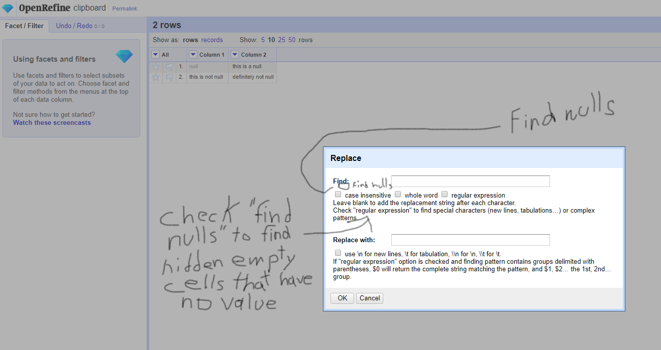 Have an easier way for null replacement in cells · Issue #2157 · OpenRefine/OpenRefine · GitHub