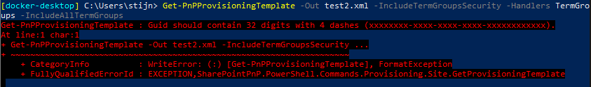Guid formatting exception when retrieving TermGroups with Get-ProvisioningTemplate · Issue #2396 ...