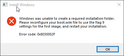 Error code 0x8030002F when trying to Upgrade from Win 10 · Issue #104 ...