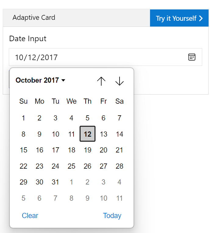 [Navigate to and select "Input.Date" list item in "Inputs" section ...
