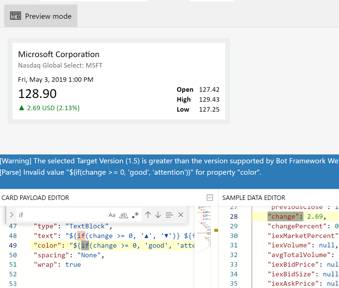[Authoring] $if conditional does not work on text color · Issue #7040 · microsoft/AdaptiveCards ...