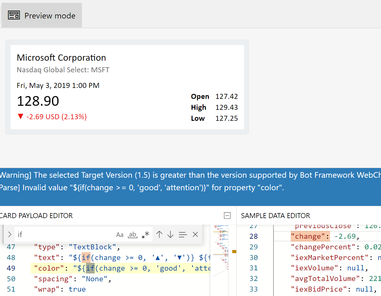 [Authoring] $if conditional does not work on text color · Issue #7040 · microsoft/AdaptiveCards ...