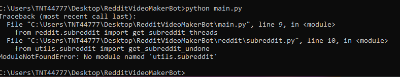 Bug Modulenotfounderror No Module Named Utilssubreddit · Issue