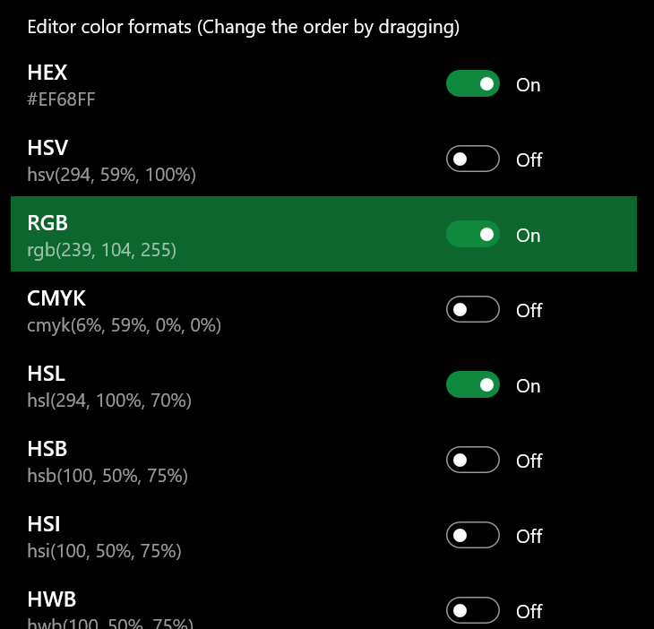 background color of list item in Color picker Settings too close to ...