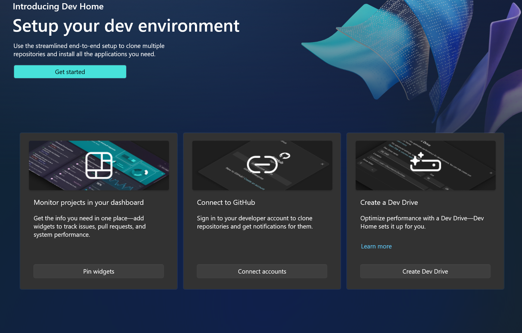 Cards on getting started page use wrong background brush · Issue #692 · microsoft/devhome · GitHub