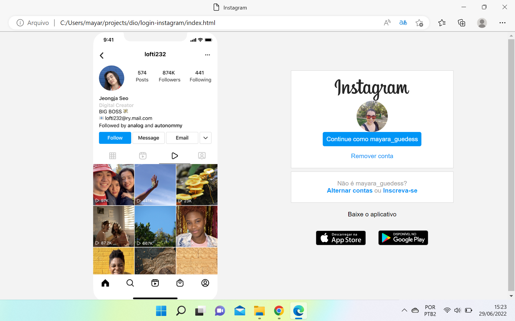 GitHub - mayara-guedes/login-instagram