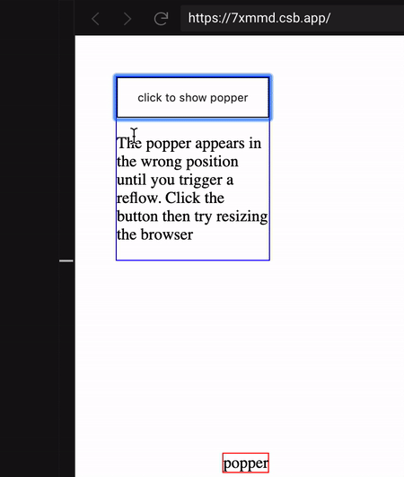 Popper Appears In Wrong Position Until Browser Reflow · Issue 1054 · Floating Uifloating Ui 