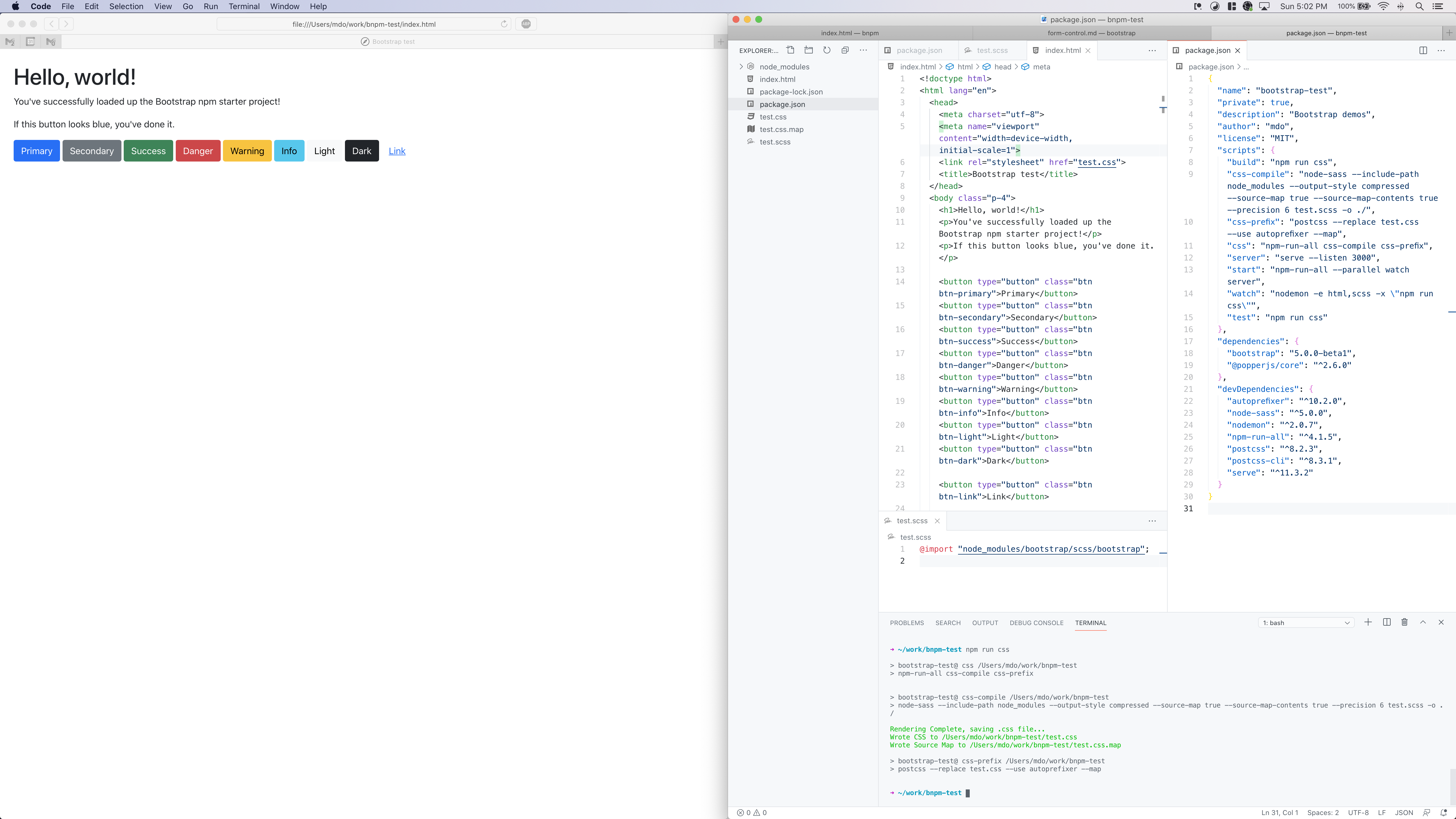 v5: Sass btn-primary color: #000 is incorrect when NPM RUN DEV or NPM RUN PRODUCTION · Issue ...