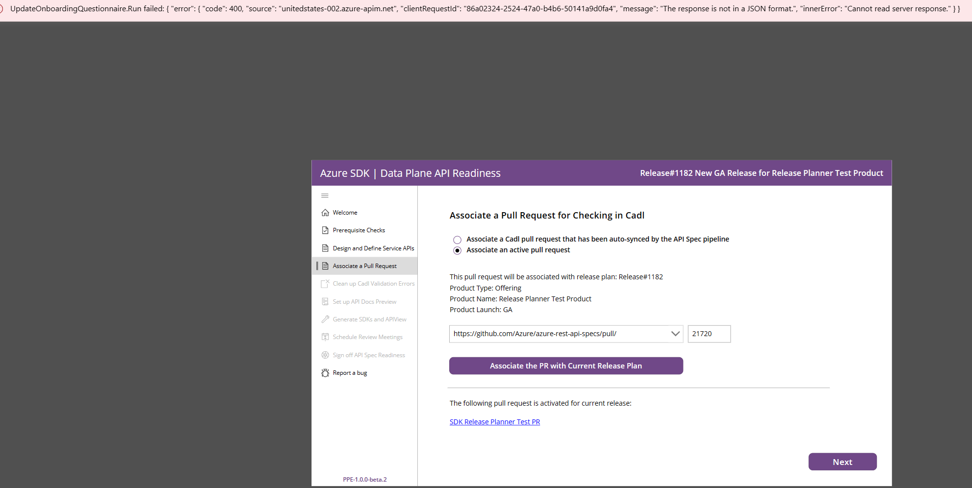 Error When Associating A Pr To My Release Plan · Issue 5511 · Azureazure Sdk Tools · Github