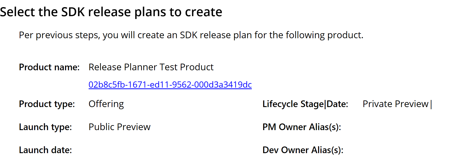 Change "launch date" to SDK release date in the Create a release plan ...