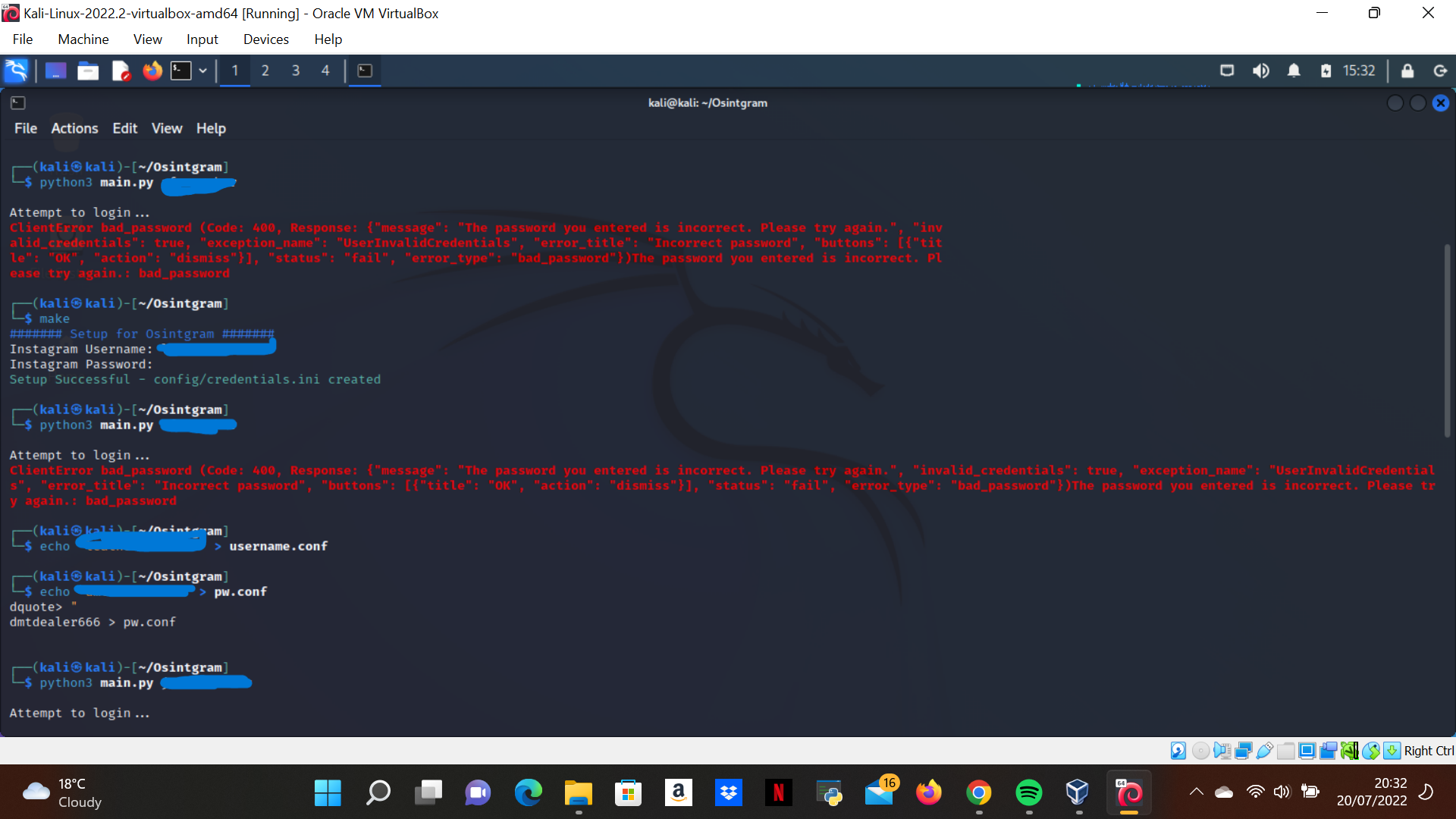 Osint Instagram Error bad_password · Issue #546 · Datalux/Osintgram · GitHub