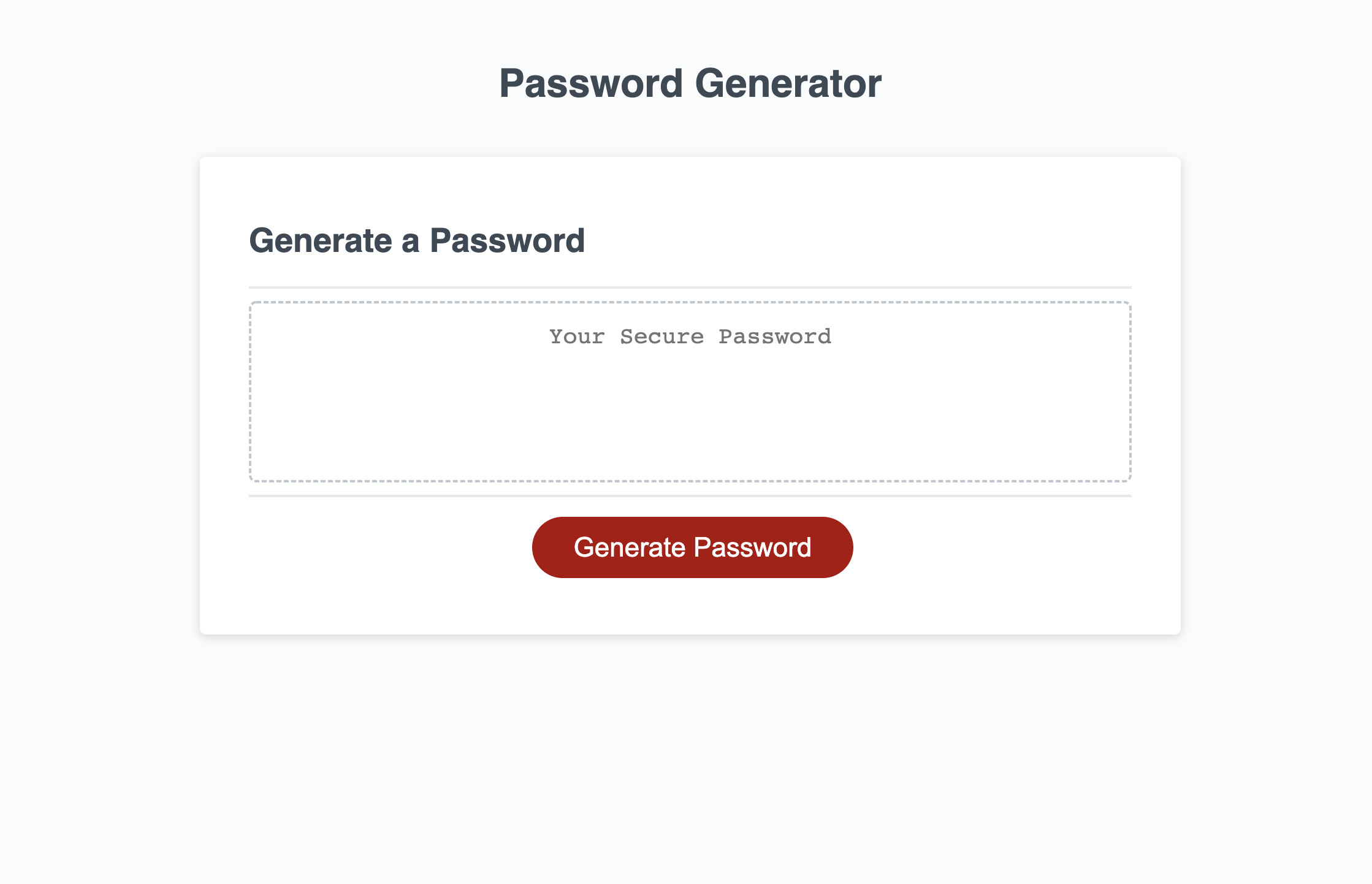GitHub - Rbenney15/password-generator: This is a random password ...