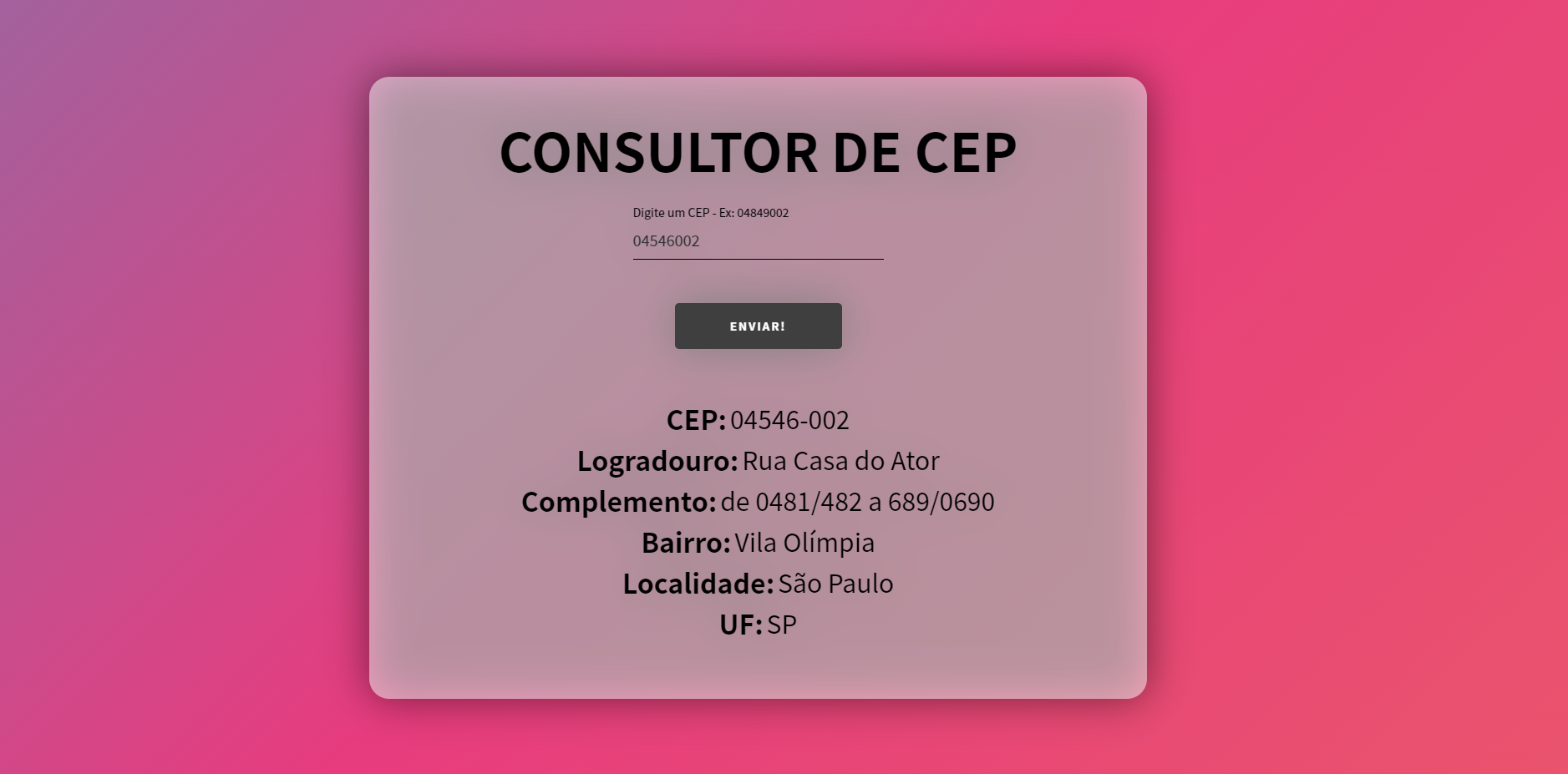 GitHub - enzosakamoto/site-cep: Site para usar a API do ViaCEP