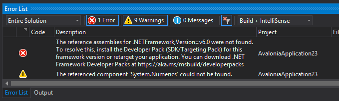 Missing files and incompatible .Net version · AvaloniaUI Avalonia · Discussion #9123 · GitHub