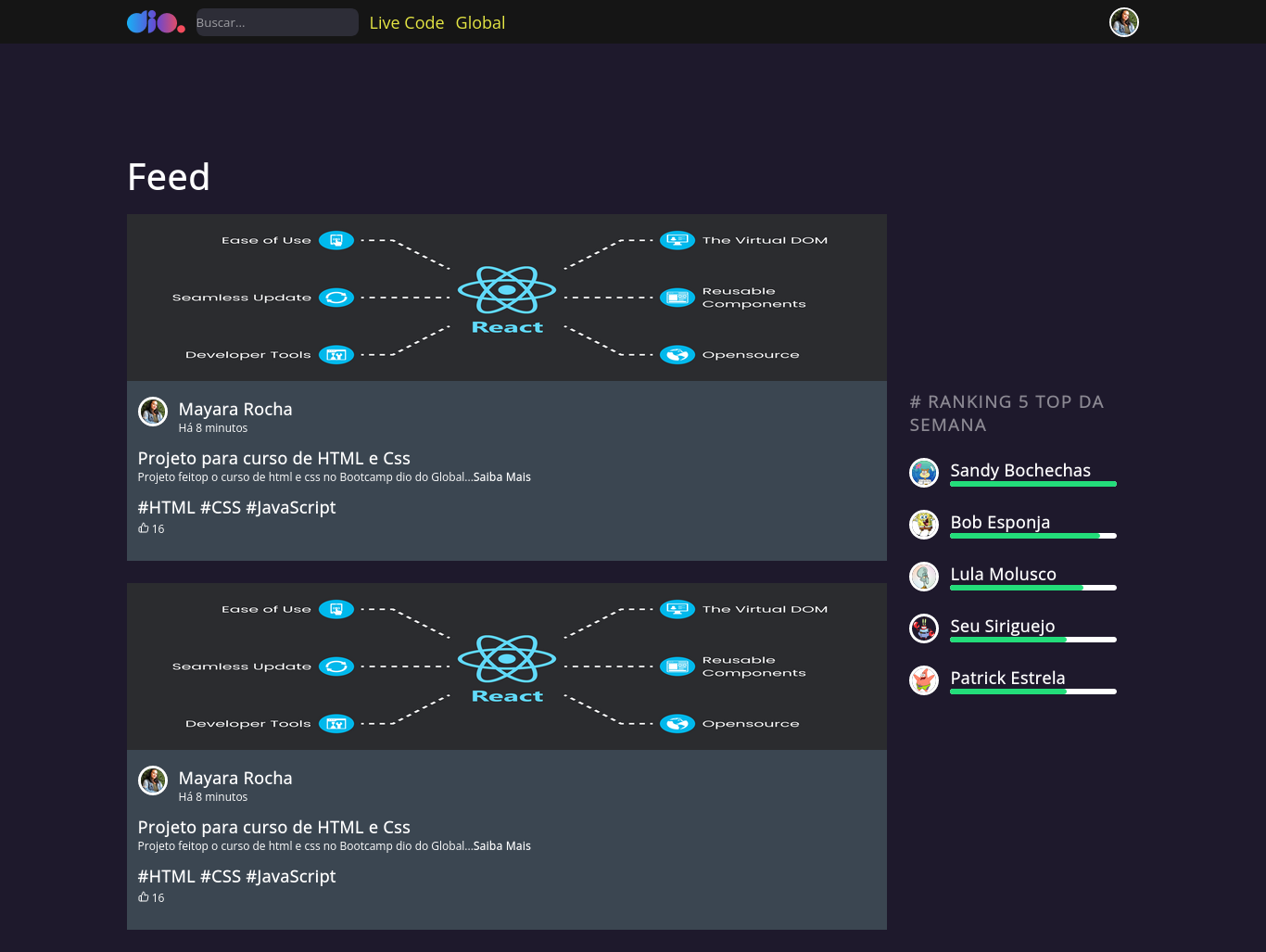 GitHub - MayaraRocha95/projeto-plataformadio-react
