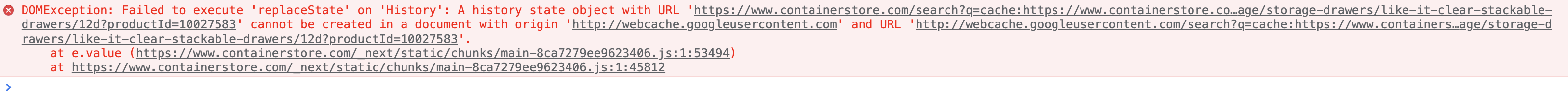 Failed to execute 'replaceState' on 'History': A history state object with URL "x" cannot be ...
