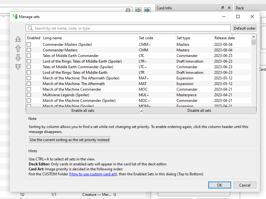 Interface Issue In `manage Sets ` · Issue 4778 · Cockatrice