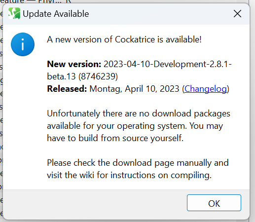 Updater doesn't work · Issue #4792 · Cockatrice/Cockatrice · GitHub