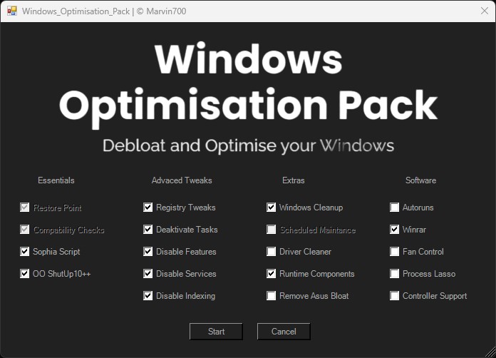GitHub - Marvin700/Windows_Optimisation_Pack: Debloat & Optimise your ...