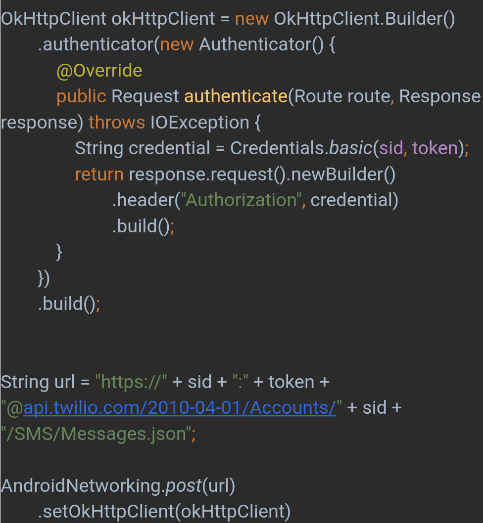 Calling twilio api doesnt work? It returns only com.androidnetworking.error.ANError · Issue #120 ...