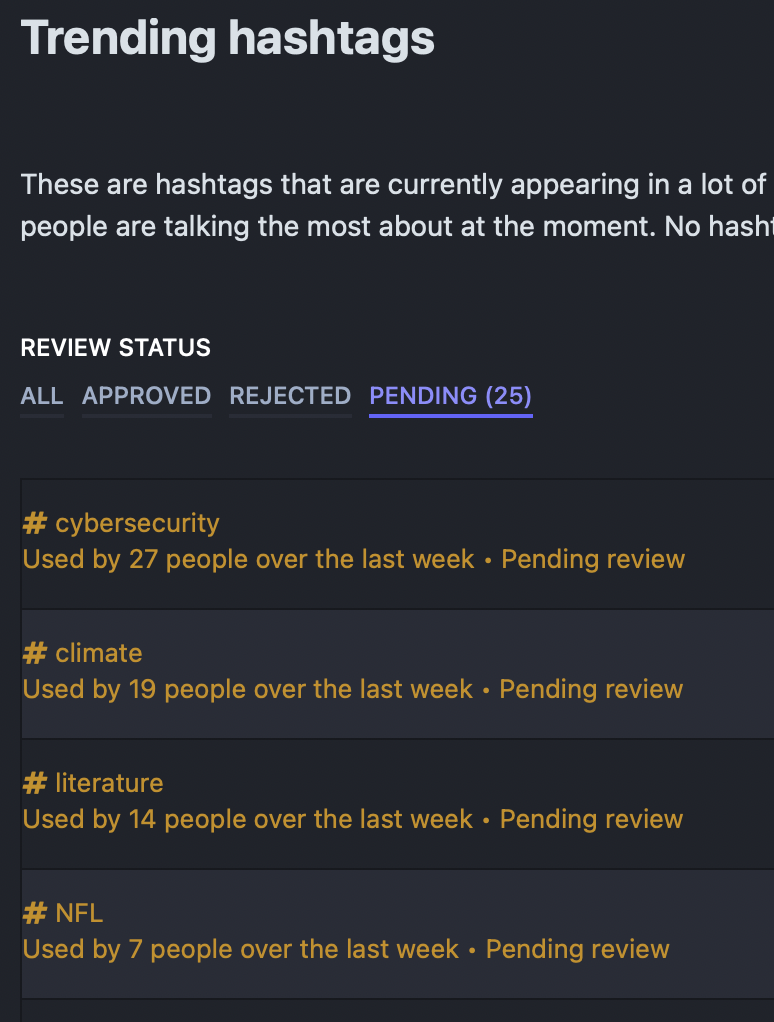 Trending Hashtag Admin Doesnt Display Checkboxes On Small Screens · Issue 22565 · Mastodon