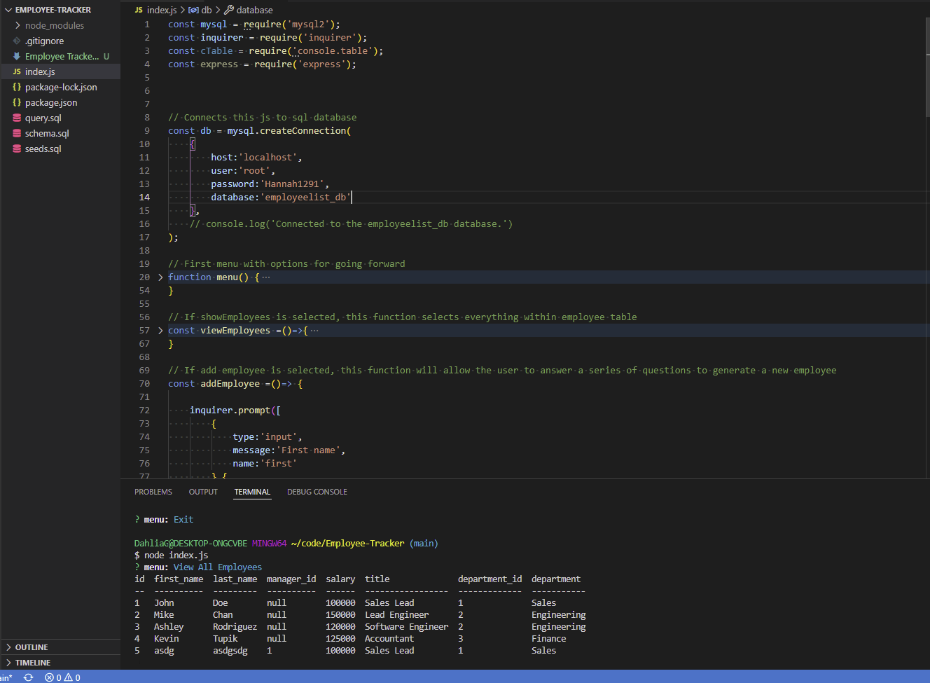 GitHub - DahliaGRV/Employee-Tracker: Week 6 Unit 12